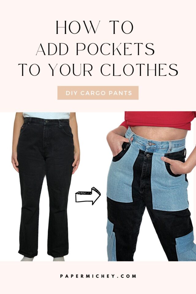 DIY Cargo Pants | How to add Patch Pockets to your Clothes - Paper Michey