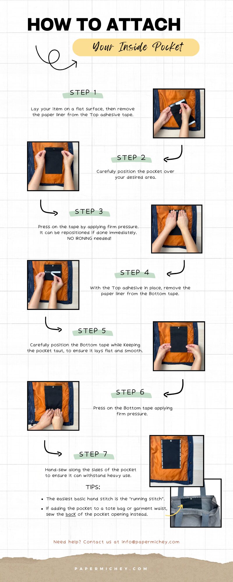 Inside Pocket Instructions - Paper Michey